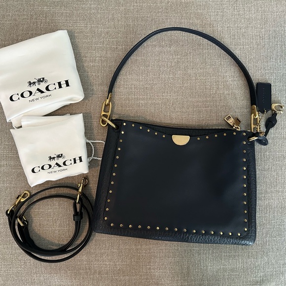 Coach | Bags | Coach Dreamer Shoulder Bag With Rivets Navy | Poshmark